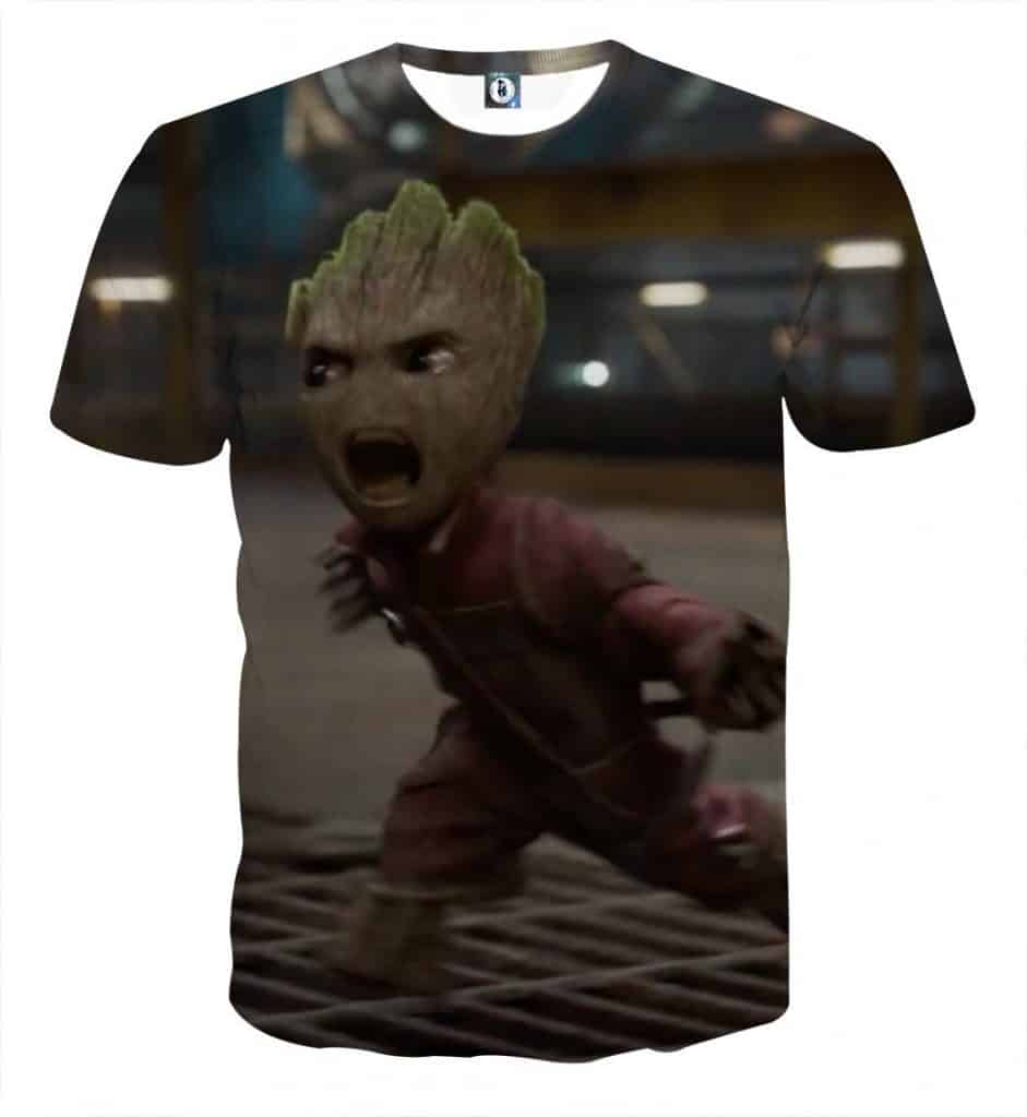 Guardians of the Galaxy Angry Baby Groot 3D Print Design T-shirt