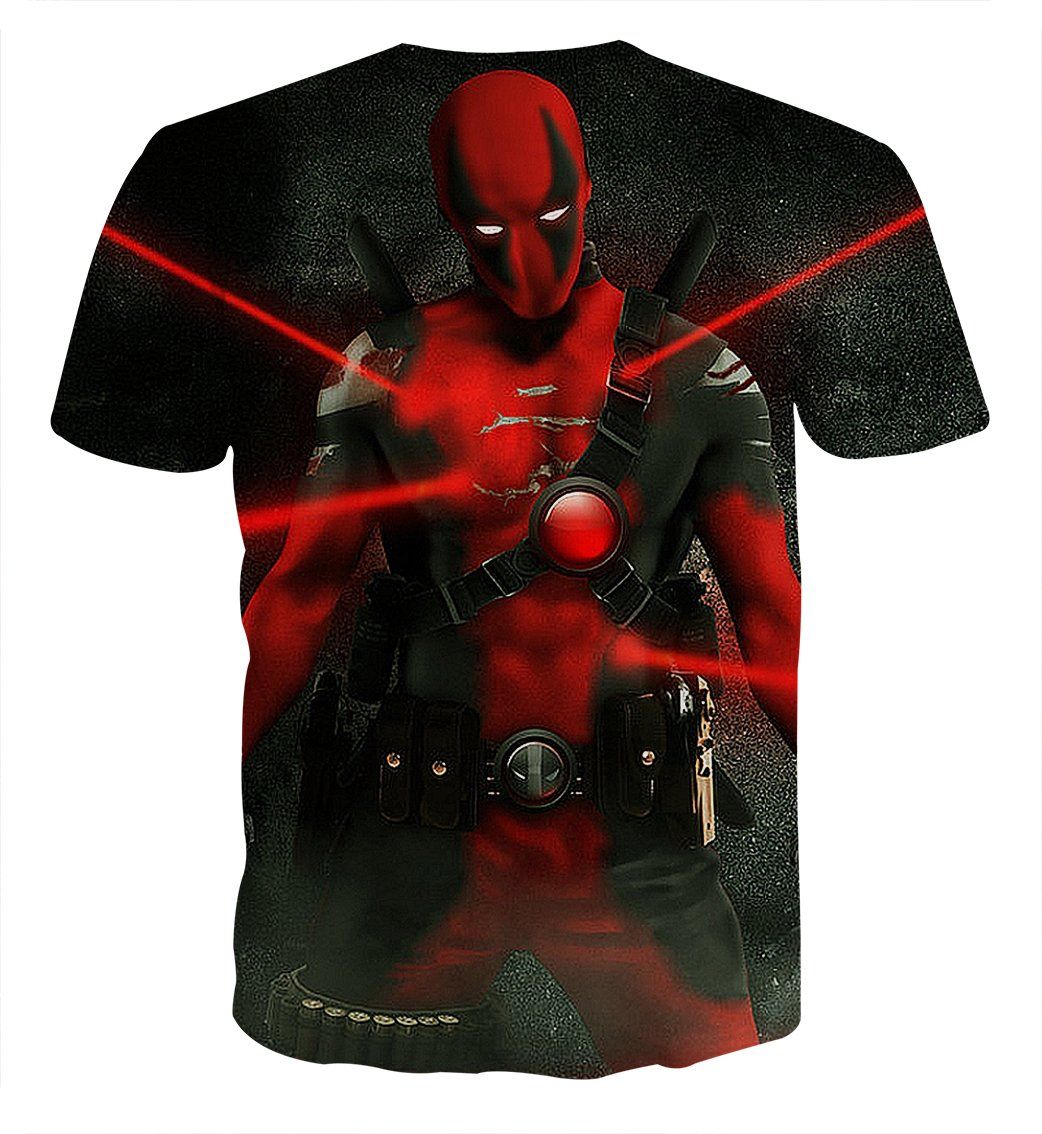 Deadpool Mercenary Gun Pointing Full Armed Cartoon Vibrant T-Shirt ...
