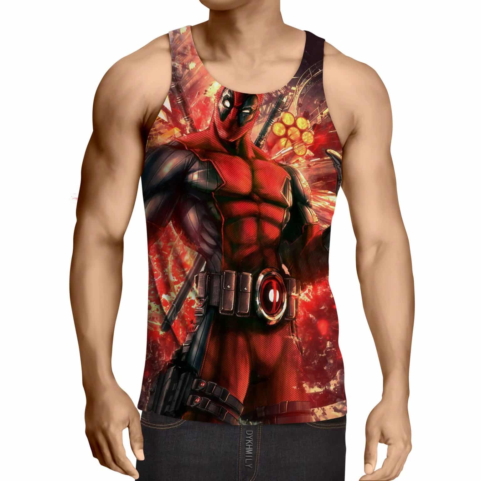 Muscle Deadpool Thumbs Up Cool Style Vibrant Design Tank Top