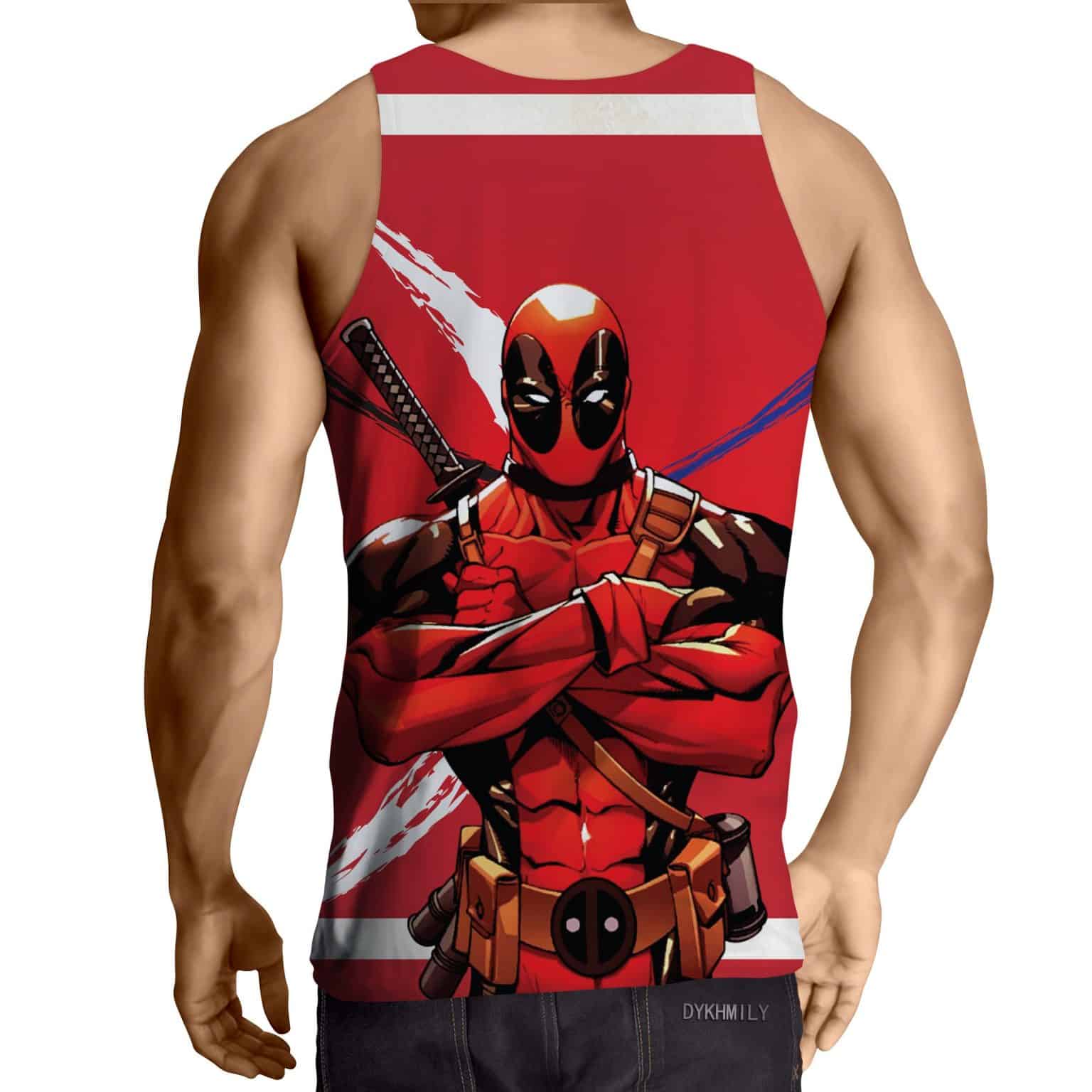 Deadpool Folding His Arms Dope Style Full Print Red Tank Top
