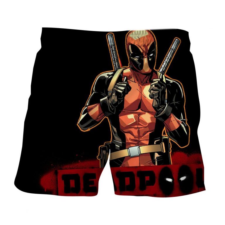 Serious Deadpool Dual Blades Fighting Fashionable Print Short