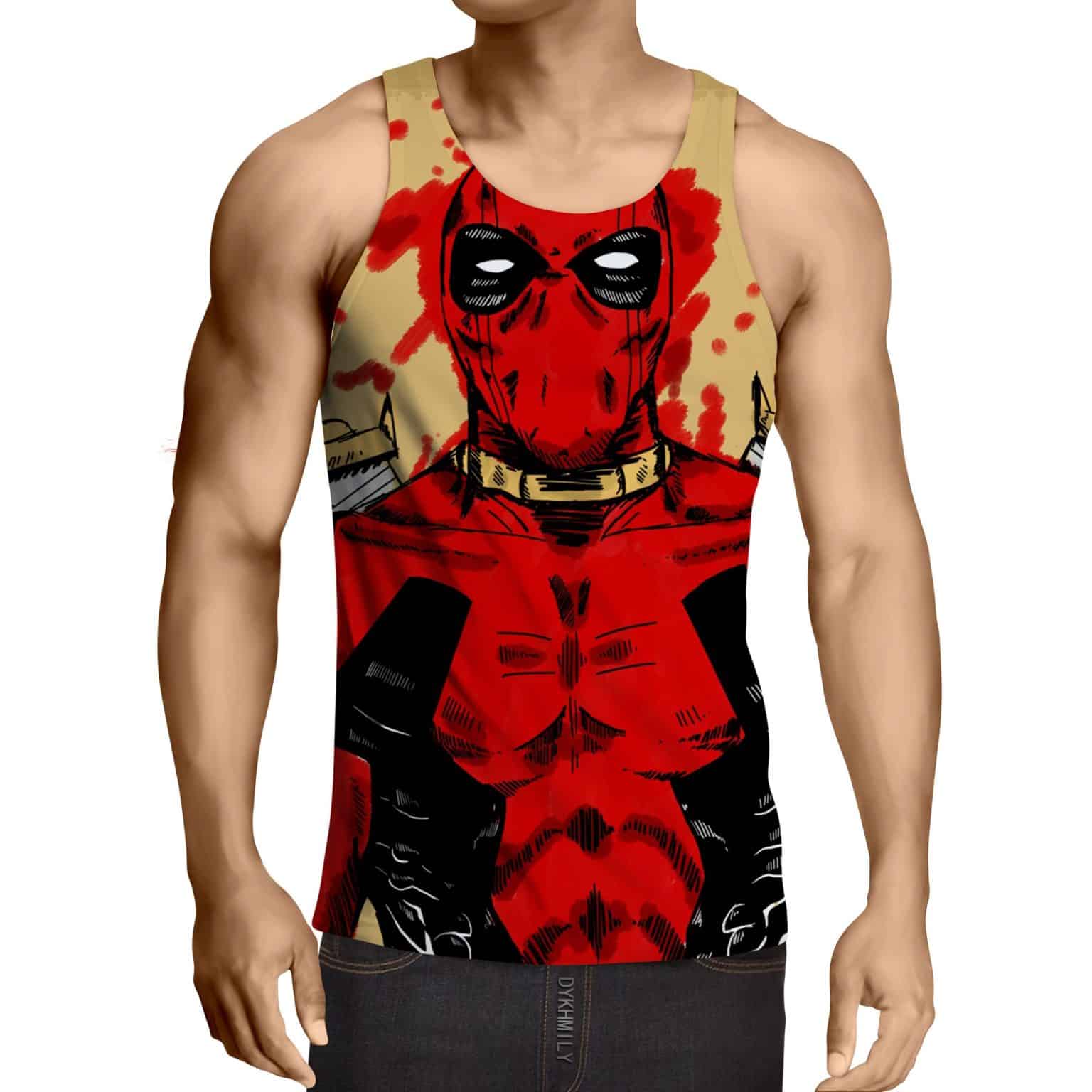 Dangerous Deadpool Firing A Gun Amazing Style Fan Art Tank Top