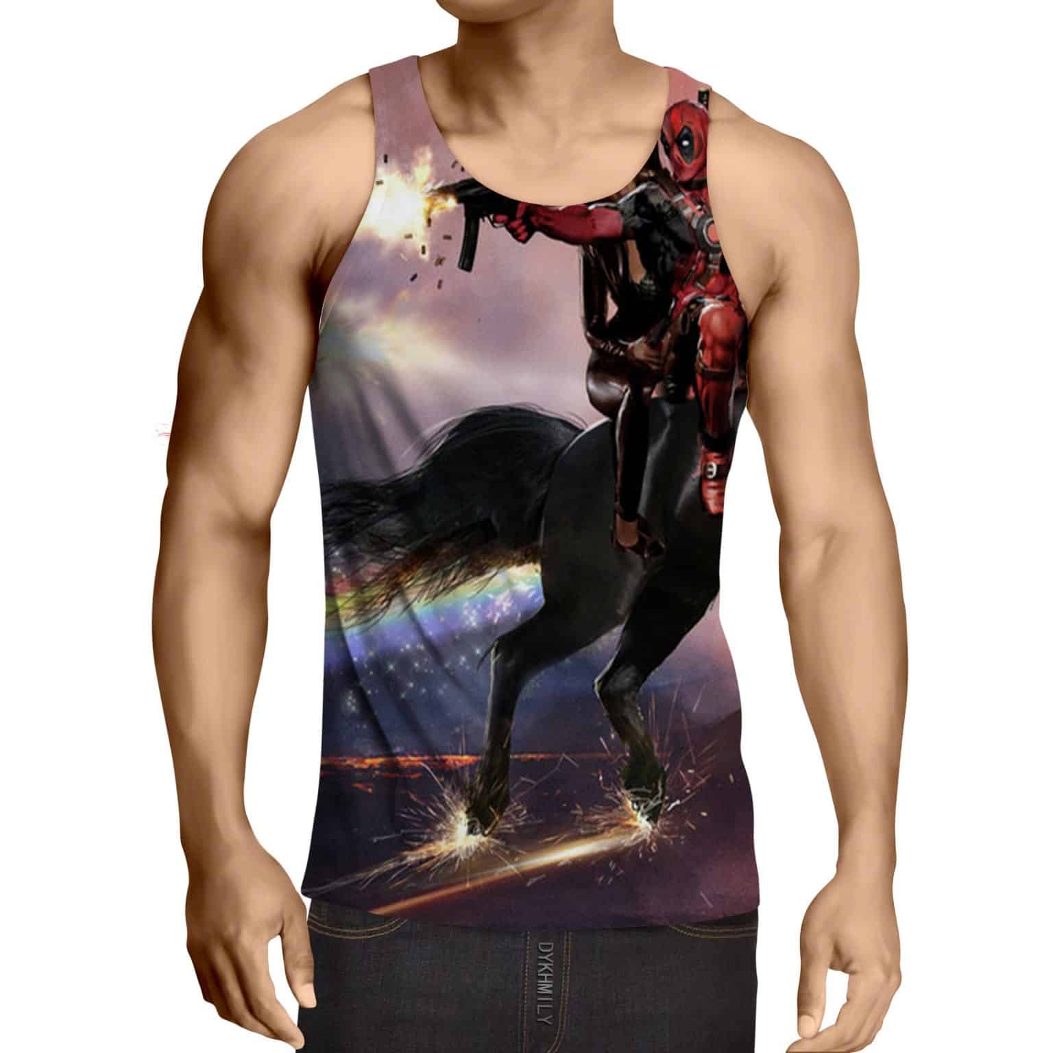 Deadpool And His Girlfriend Riding Horse Cool Style Tank Top
