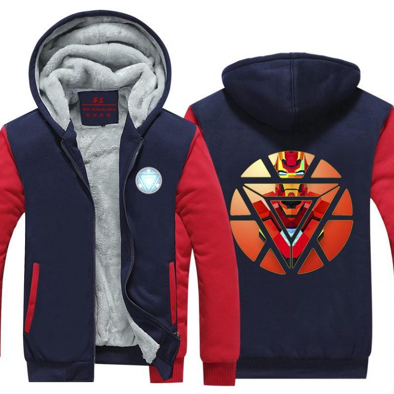 Iron Man Avengers Red Art Arc Reactor Symbol Hooded Jacket