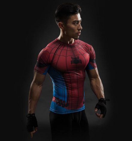 Marvel Spider-man Inspired Short Sleeves Workout Compression T-shirt
