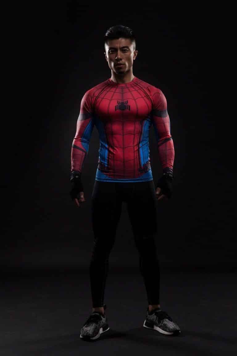 Spider-man Inspired Compression Raglan Long Sleeves Workout T-shirt