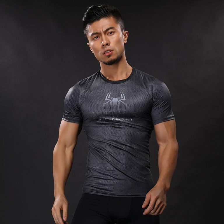 Spiderman Spider Web Cool Design Compression Short Sleeves Running T-shirt