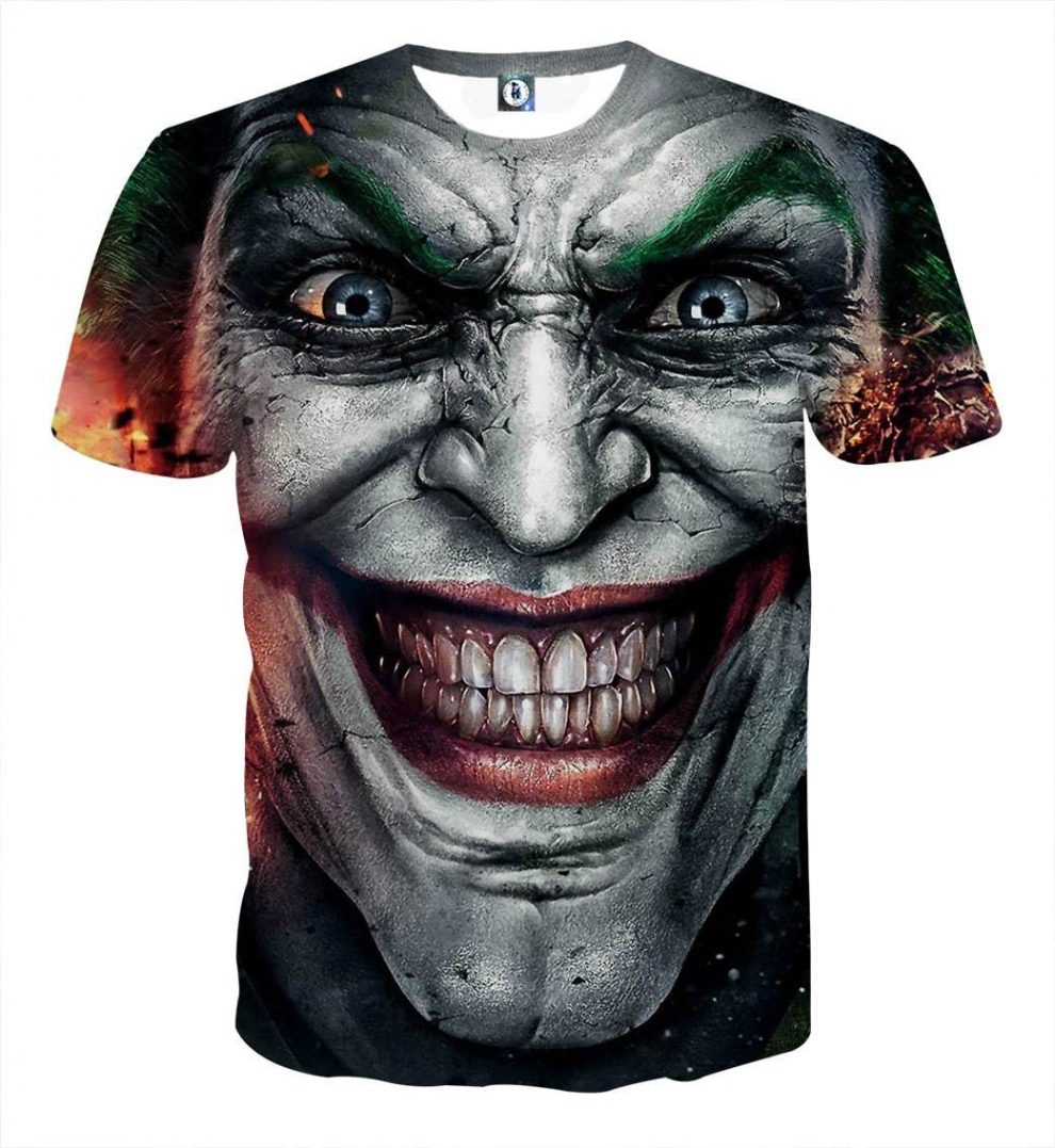 The Crazy Ridiculous Joker Face Design Full Print T-Shirt