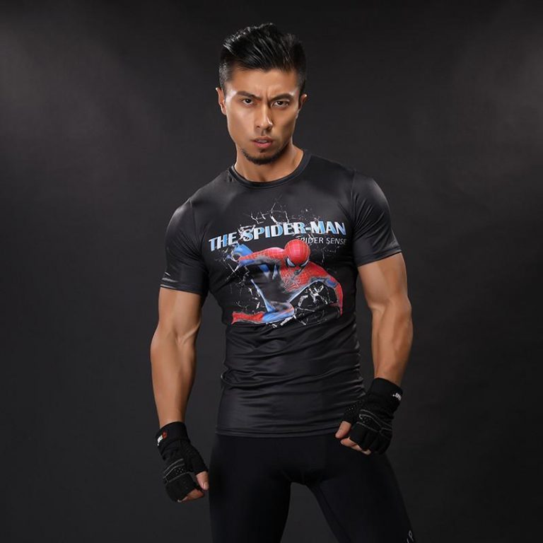 Vigored Spiderman Featuring 3D Printed Compression Short Sleeves T-shirt