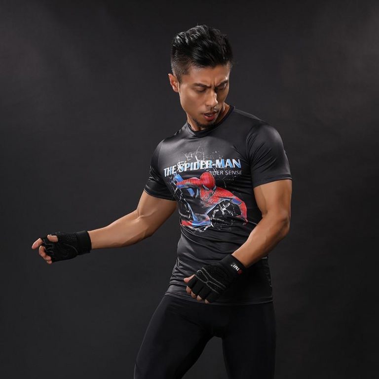 Vigored Spiderman Featuring 3D Printed Compression Short Sleeves T-shirt