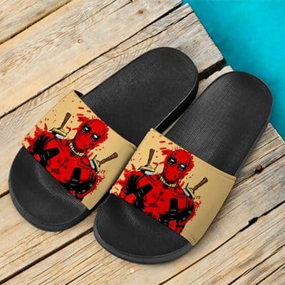 Marvel Comics Mercenary Deadpool Paint Splash Slide Sandals