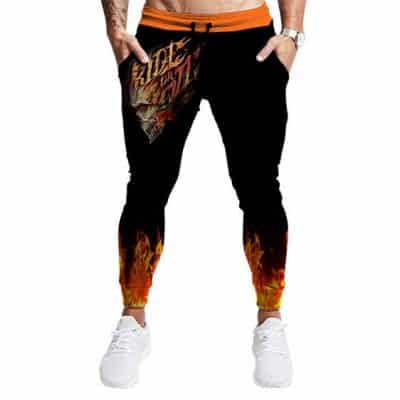 Flaming Ghost Rider Ride Or Die Black Jogger Pants