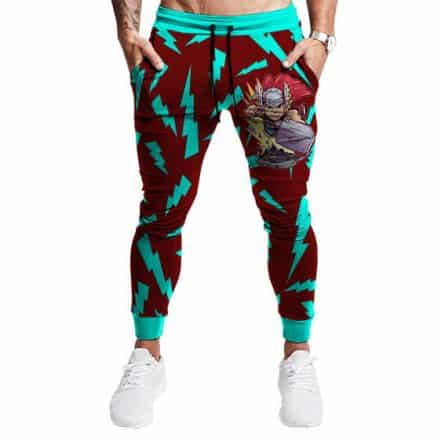 Thor Mjolnir Cartoon Art and Lightning Pattern Sweatpants
