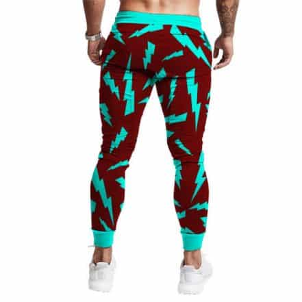 Thor Mjolnir Cartoon Art and Lightning Pattern Sweatpants