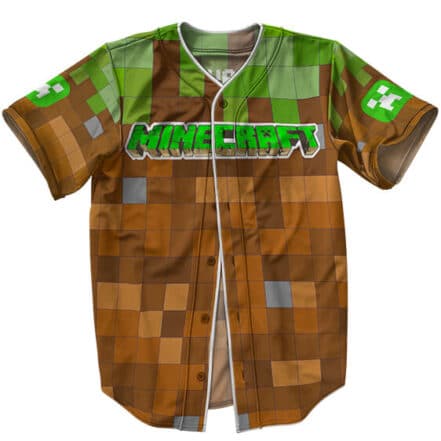 Sandbox Game Minecraft Green Baseball Jersey