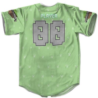 Sandbox Game Minecraft Green Baseball Jersey